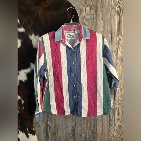 Roper | Tops | Vintage Roper Striped Button Up Western Shirt Fits A ...